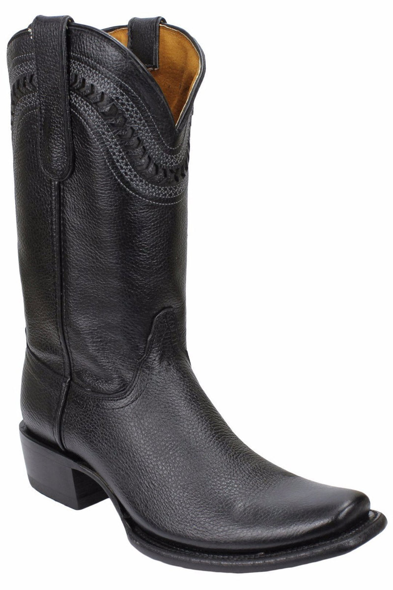 Admirable® Barcelona All Leather Narrow Square Toe Boots (Black ...