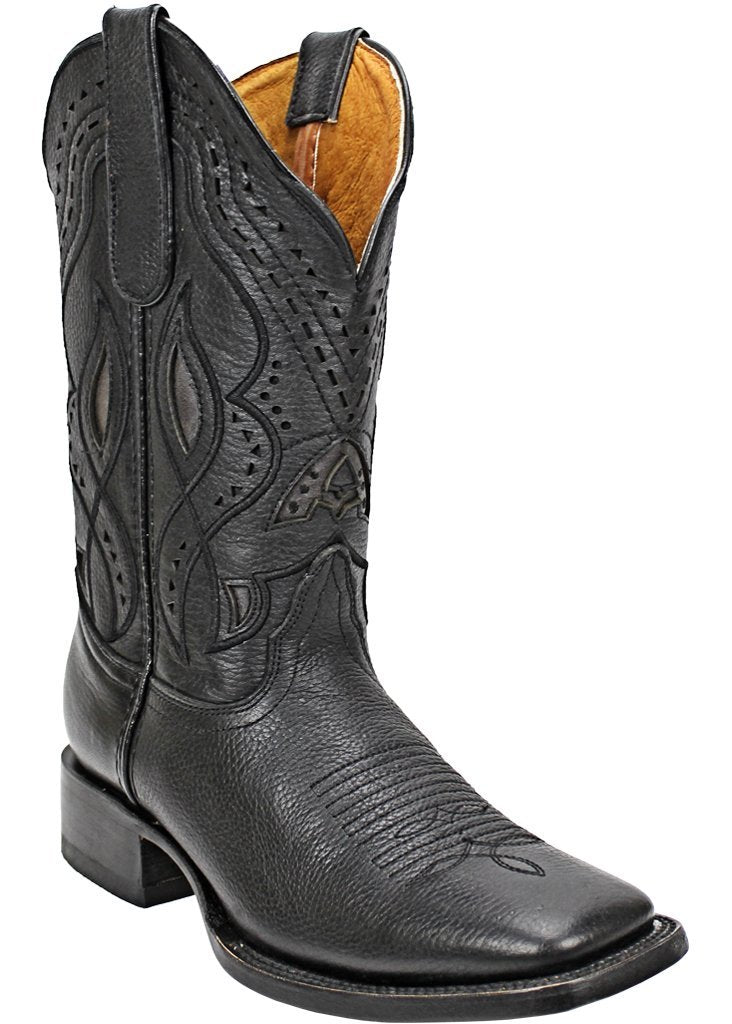 Admirable® Grizzly All Leather Wide Square-Toe Boots (Black ...