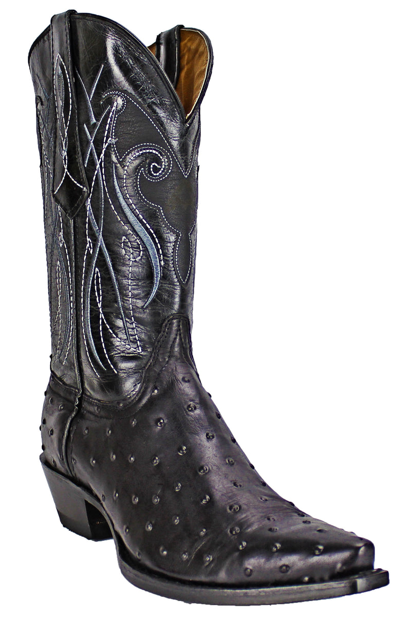 Admirable® Ostrich Print Leather Snip-Toe Boots (Black) – Caballero ...