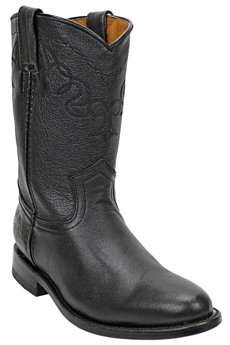 Admirable® Roper Leather Round-Toe Boots (Black) – Caballero Western Wear